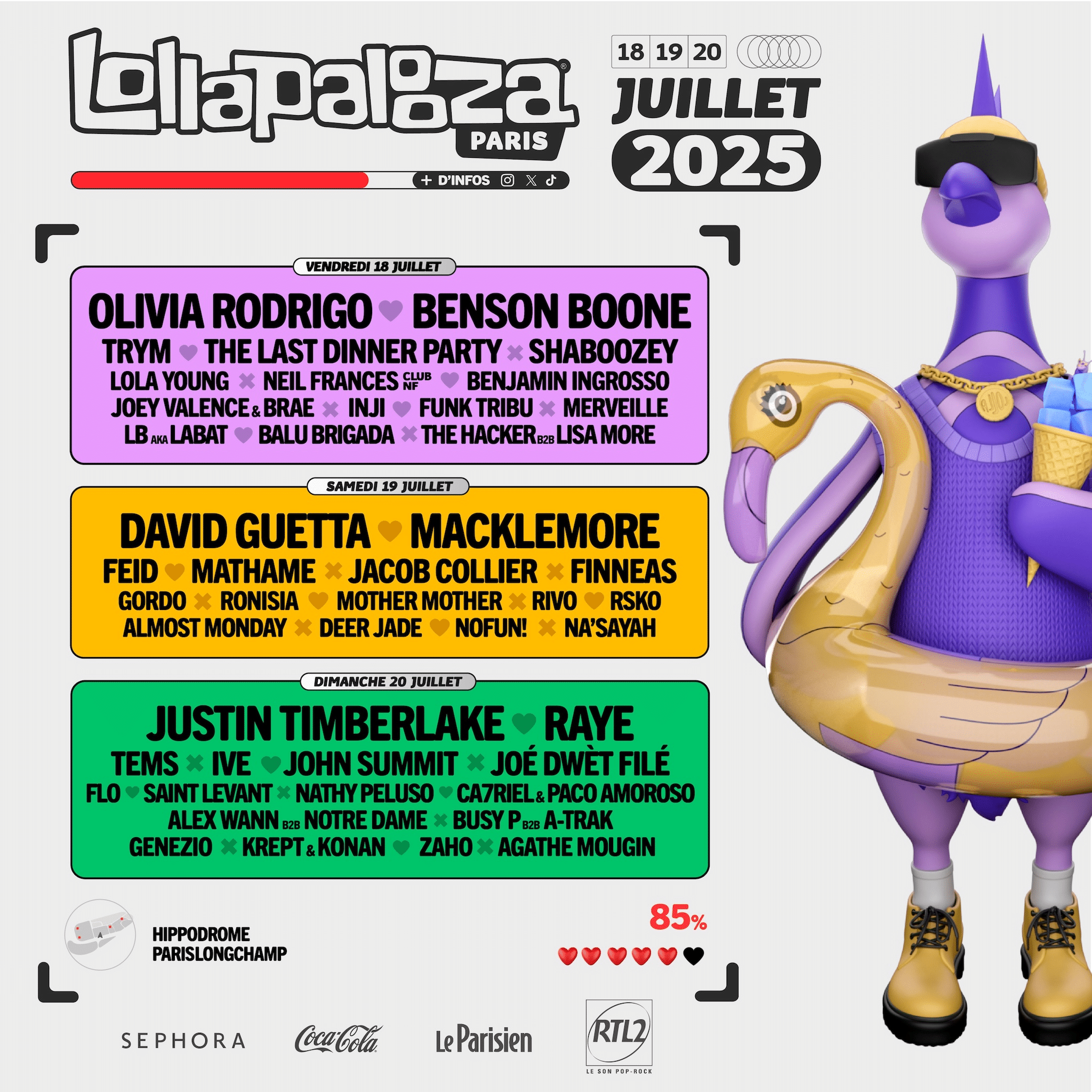 Lollapalooza 2025 : voici le programme du 18 au 20 juillet 2025 | VL Média